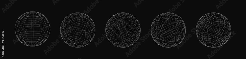 Abstract retro wireframe shapes. Set of 3d retrofuturistic shapes ...