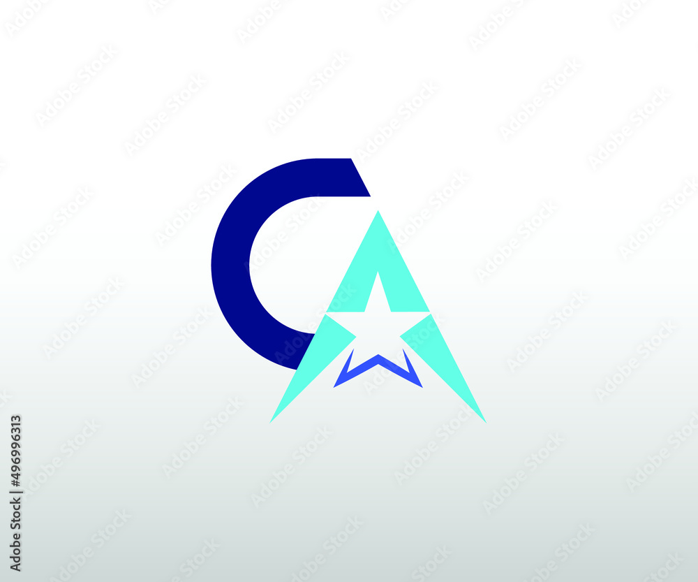 CA letter with star symbol vector design, CA logo Stock Vector | Adobe ...