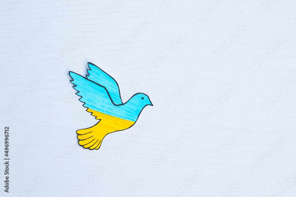 Support for Ukraine in the war with Russia, peace dove with flag of ...
