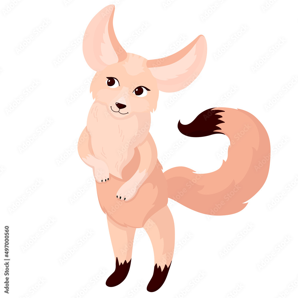 Vector illustration isolated on white background. A cute sand-colored ...