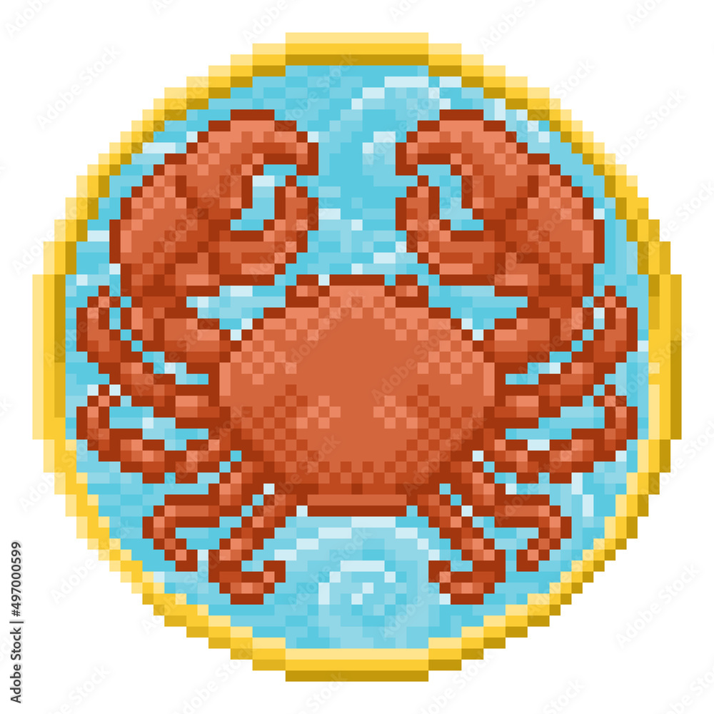 Zodiac Horoscope Astrology Cancer Pixel Art Sign Stock Vector | Adobe Stock