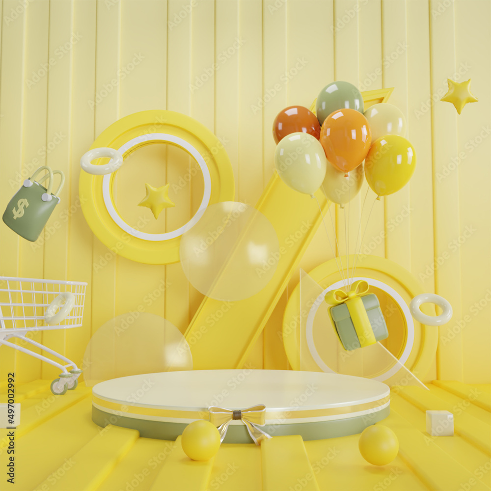 Abstract scene background podium showcase background with confetti and ...