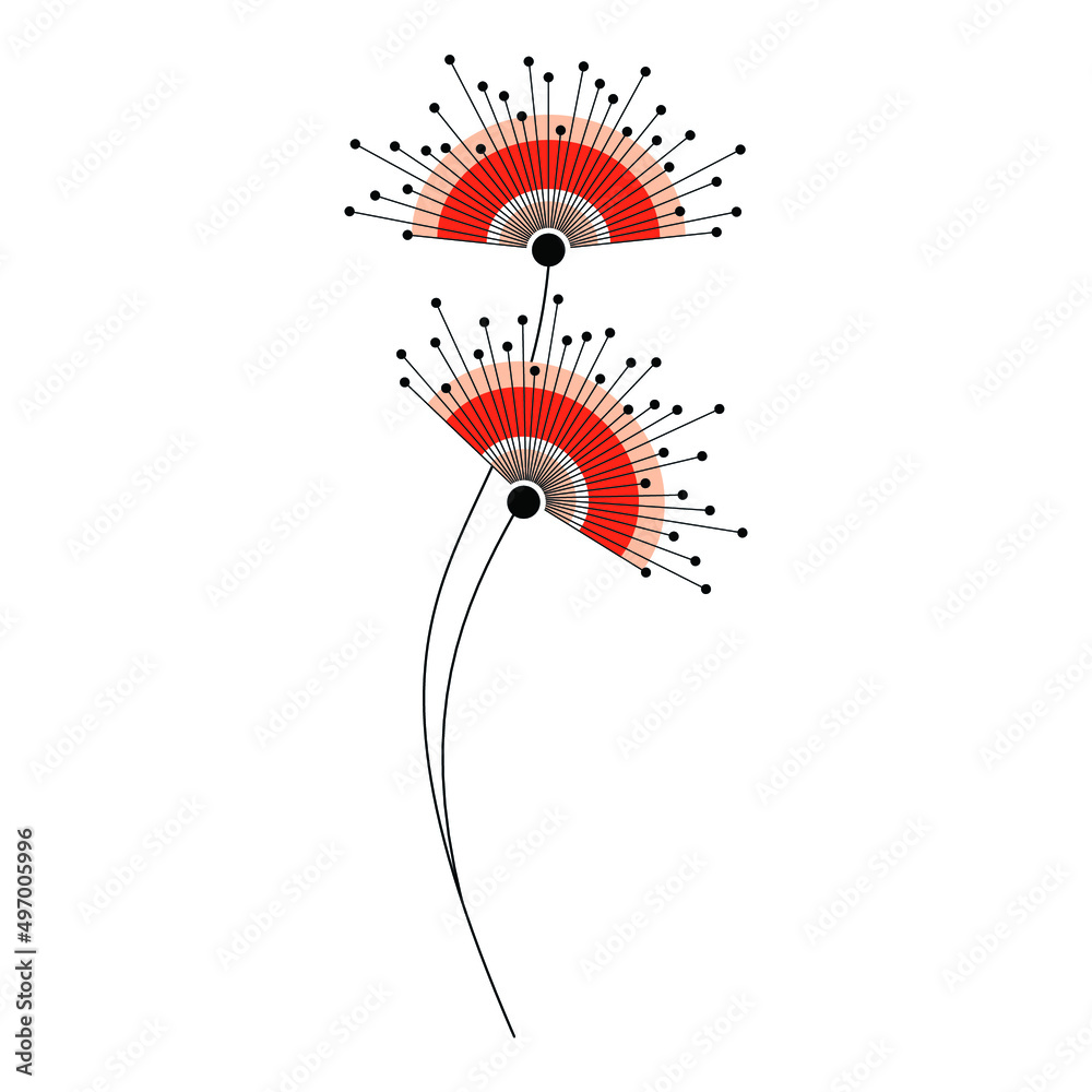 Geometric linear flowers vector simple illustration isolated on white ...