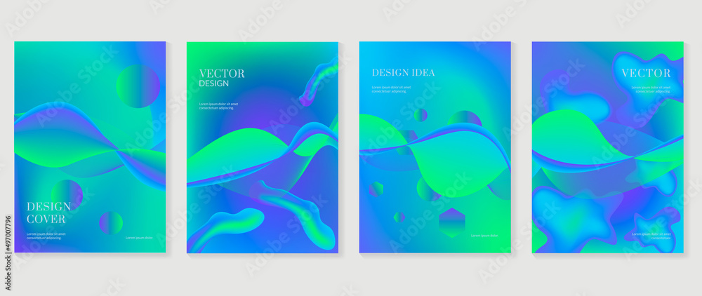 Abstract gradient fluid liquid cover template. Set of modern poster ...
