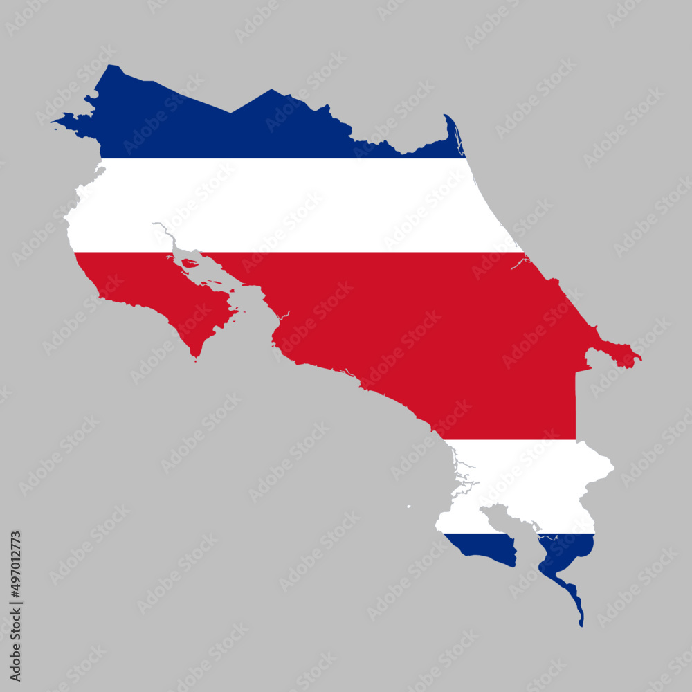 Costa Rica flag inside the Costa Rican map borders vector illustration ...