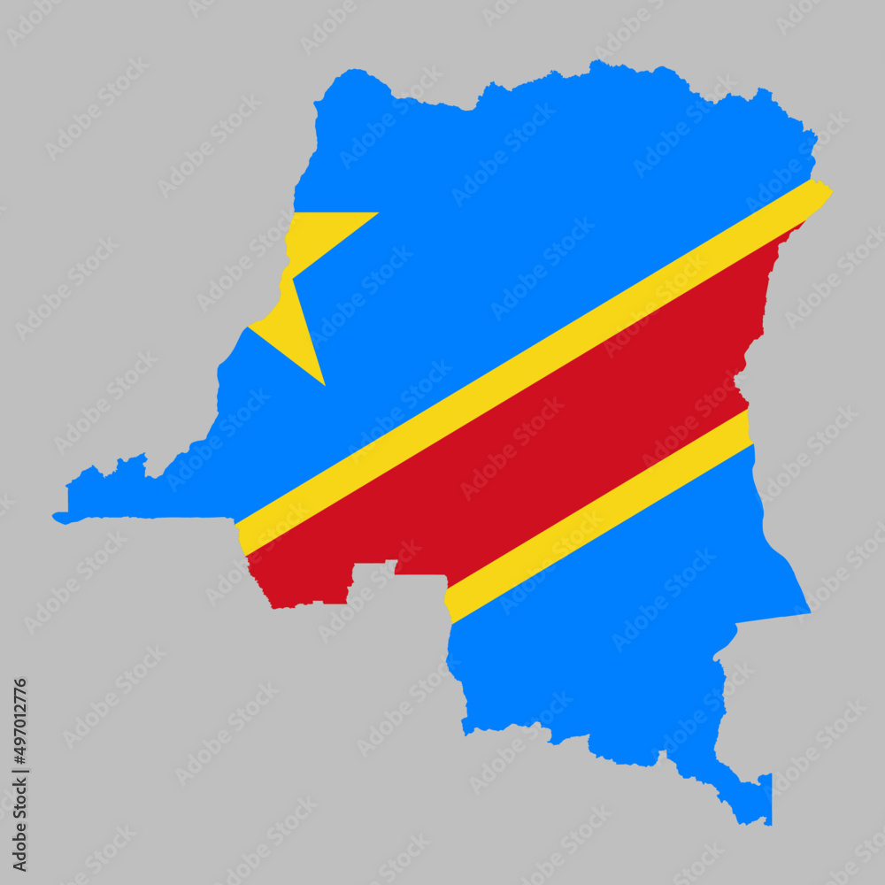 Vetor de Democratic Republic of the Congo flag inside the DRC map ...