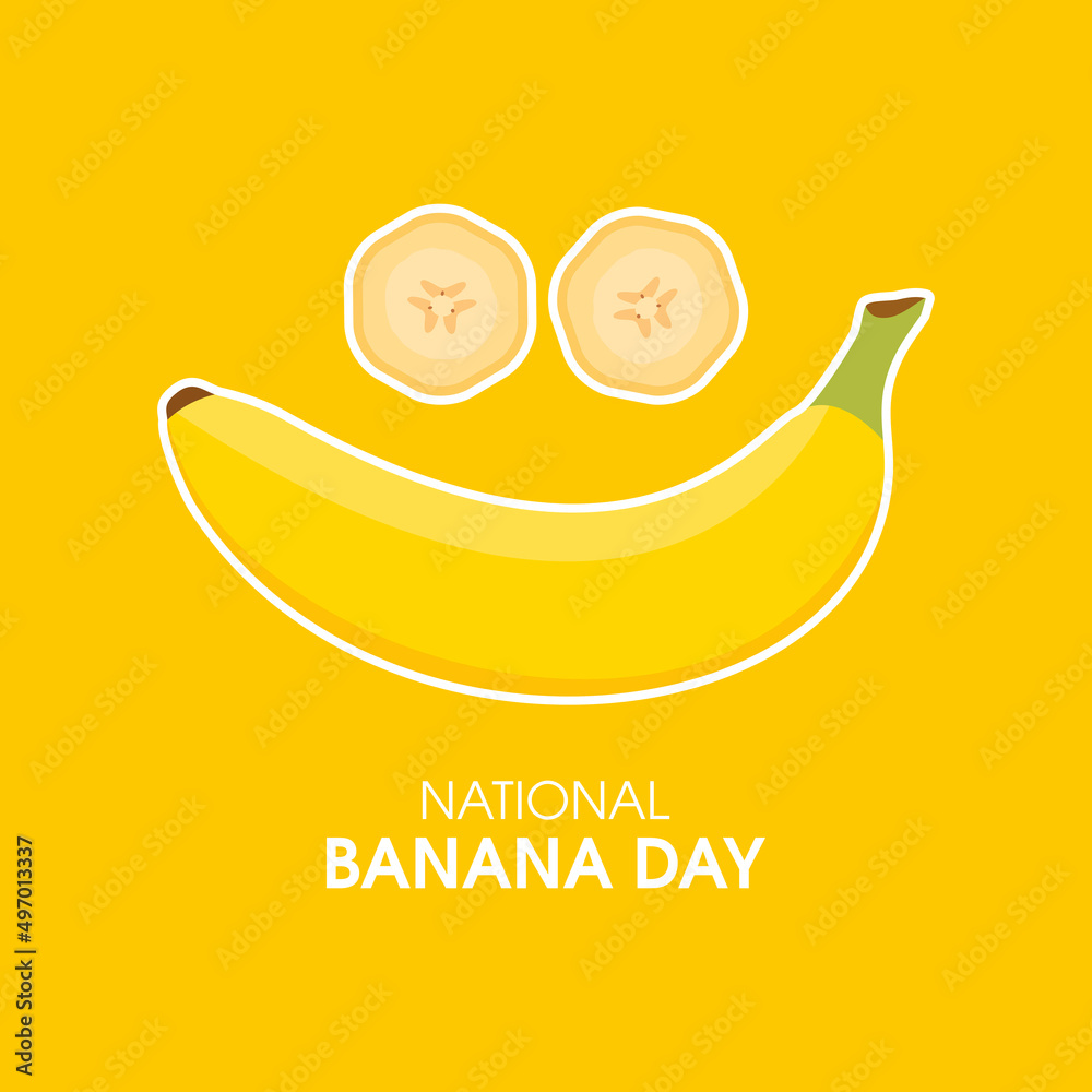 National Banana Day vector. Happy banana smile face vector. Banana icon ...