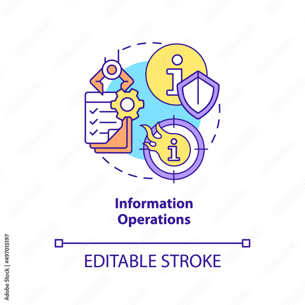 Vetor de Information operations concept icon. Defensive, offensive ...