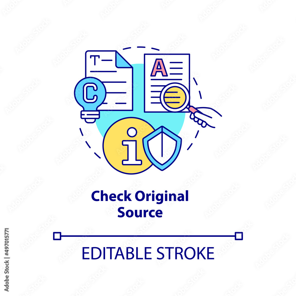 Check original source concept icon. Verified source. Fighting ...