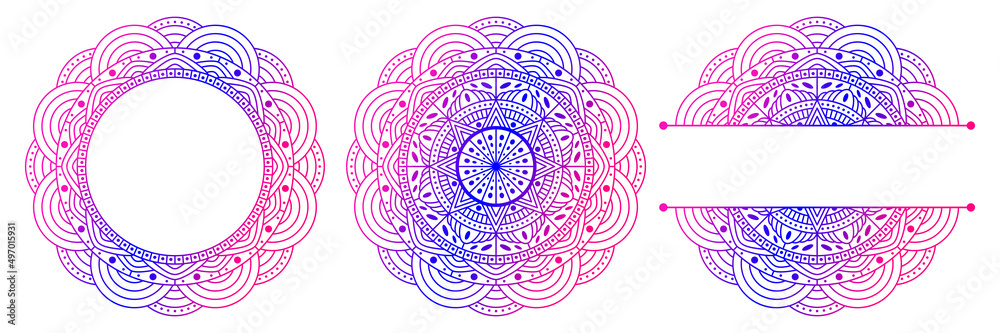 Set of flower mandalas. Split pattern in form of mandala for Henna ...