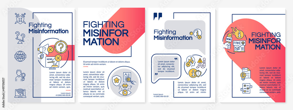 Fighting misinformation red and grey brochure template. Information ...