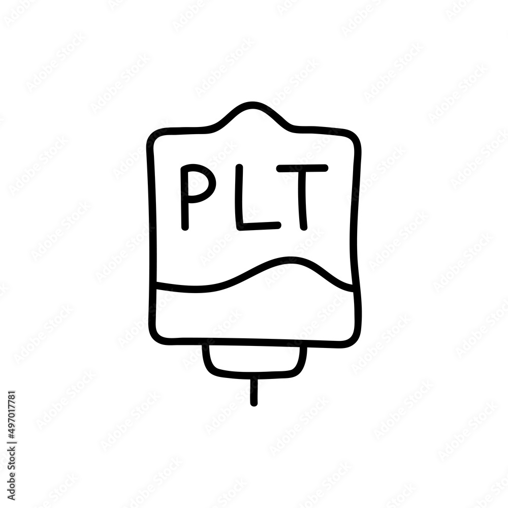 Blood bag with plasma. Doodle thin line icon. Blood donation. Blood ...