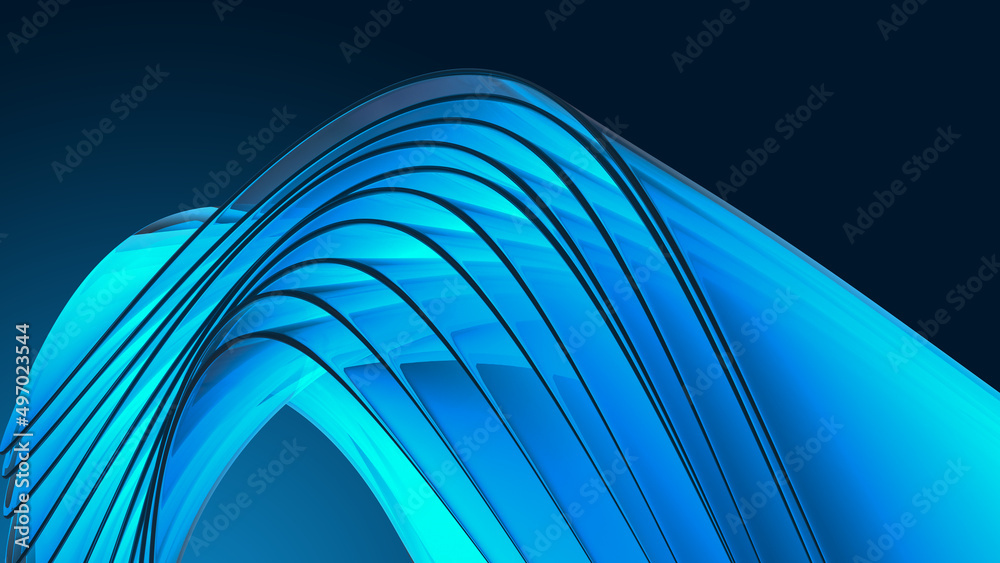 3D render of abstract curvy transparent shape in aesthetic flow in ...