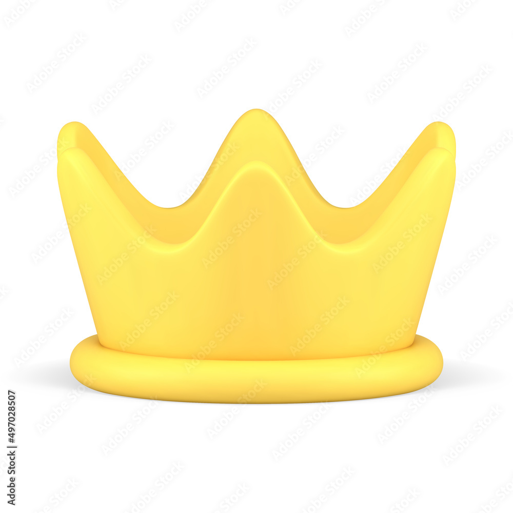 Yellow luxury glossy crown realistic 3d icon isometric vector ...
