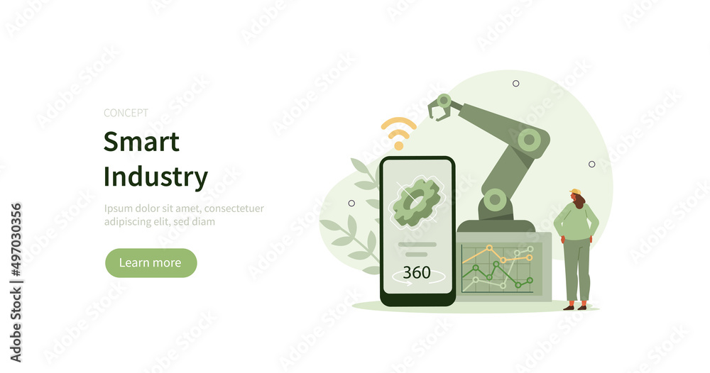 Smart industry. Smart intelligence technology in industrial factory ...