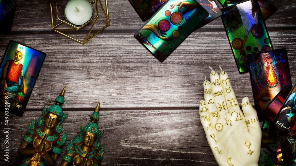 Ritual with tarot cards or fortune telling with occult and esoteric ...