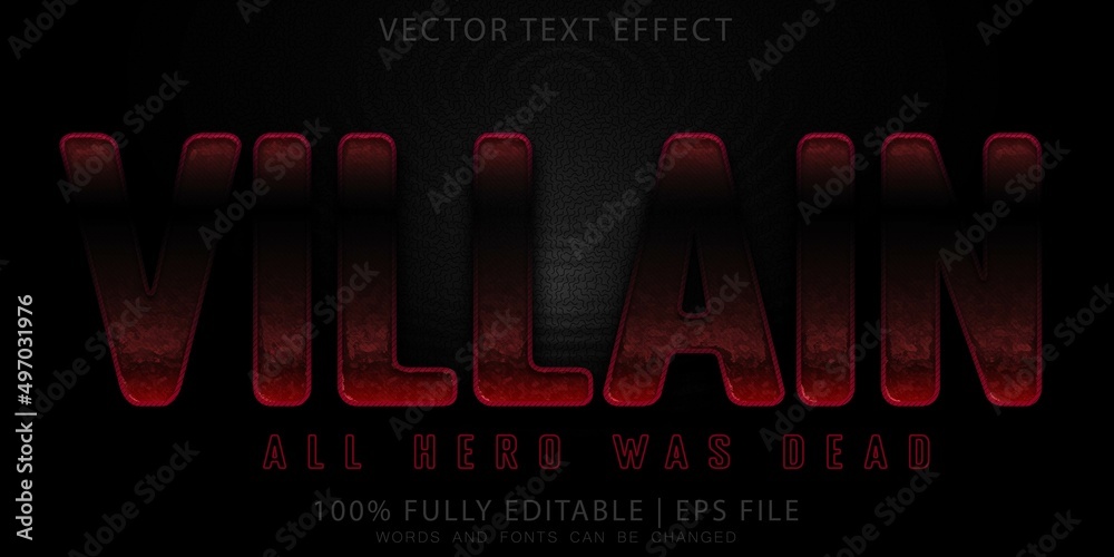 red Villain, Shine 3d Text Effect Stock Vector | Adobe Stock