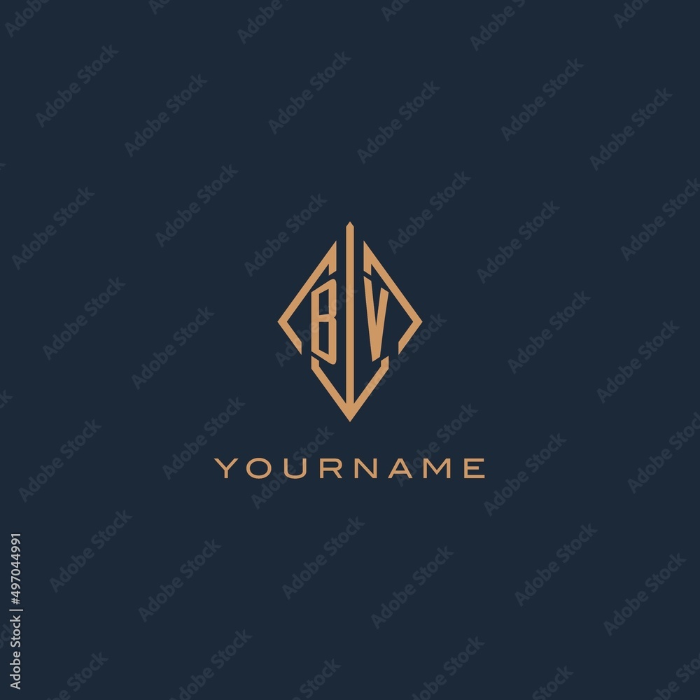 Monogram BV logo with diamond rhombus style, Luxury modern logo design ...