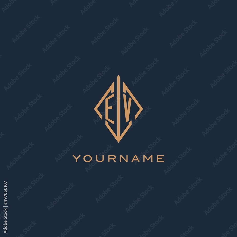 Monogram EV logo with diamond rhombus style, Luxury modern logo design ...