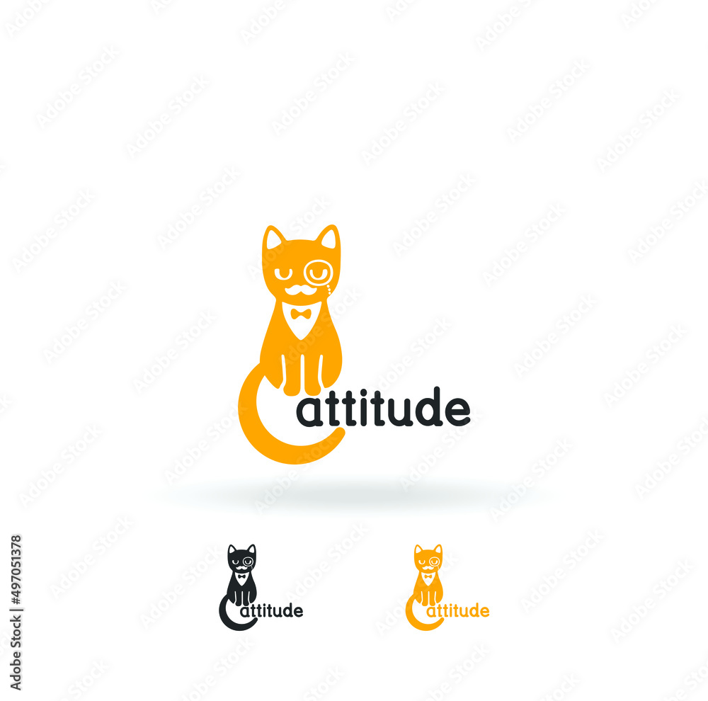 Cat Logo Design, Black Cat sitting Logo vector. Home pet veterinary ...