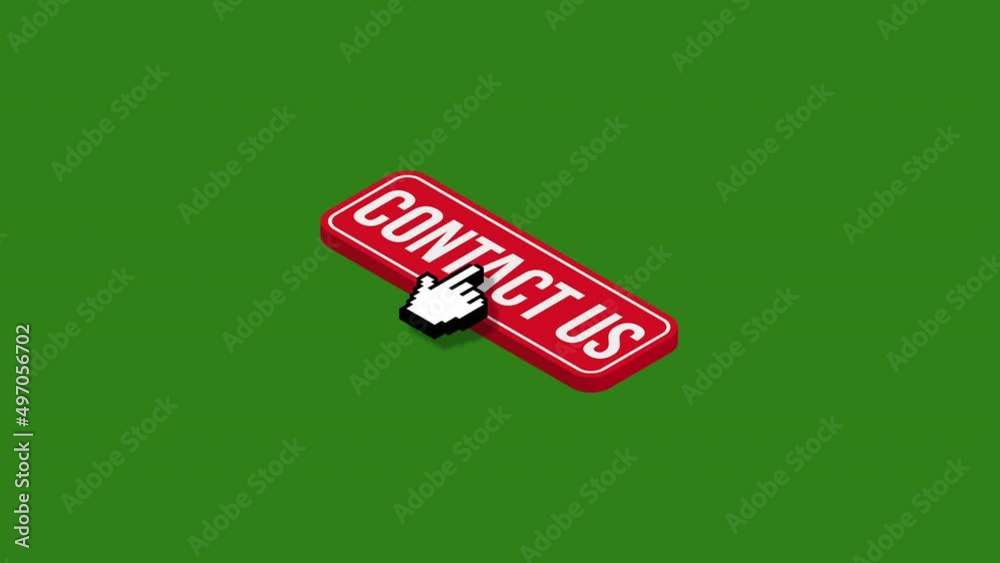 Click contact us isometric button animation.green background.4K motion ...