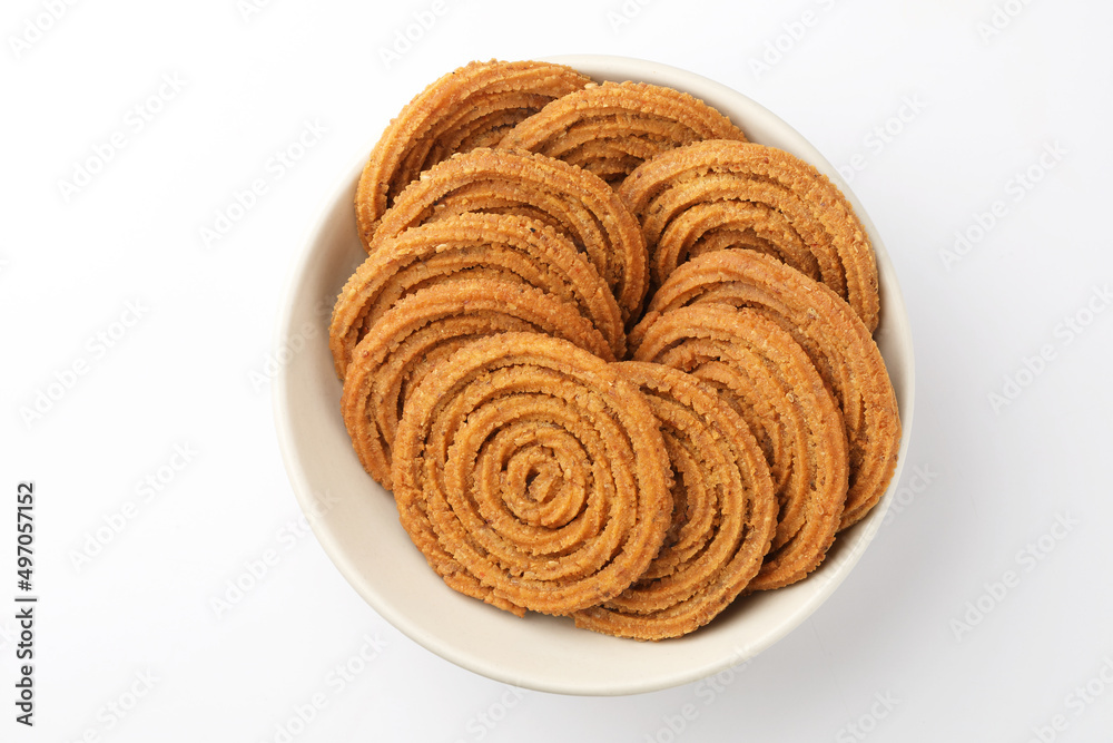 Foto de Traditional Indian Diwali snacks Chakali,murukku, Indian ...