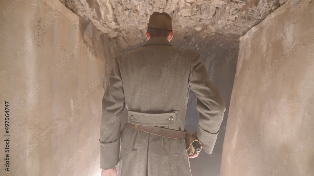 Austro-Hungarian army officer walk through underground tunnel Stock ...