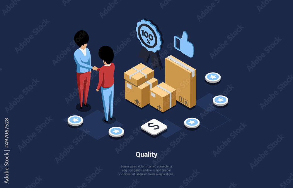 Quality Control Concept. Manager Make Deal With Customer Shake Hands ...