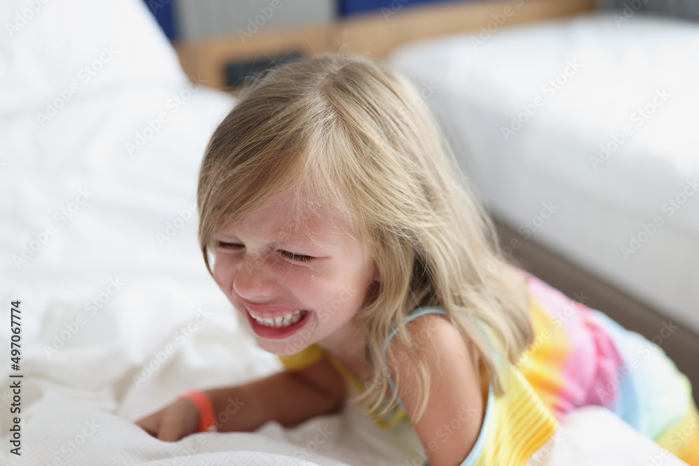 Portrait of little girl crying and screaming closeup Stock Photo ...
