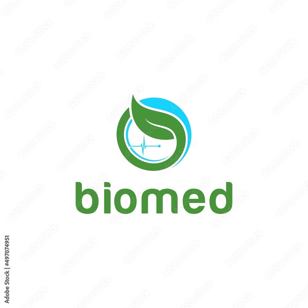 bio med logo design.green leaf vector and medical vector logotype Stock ...