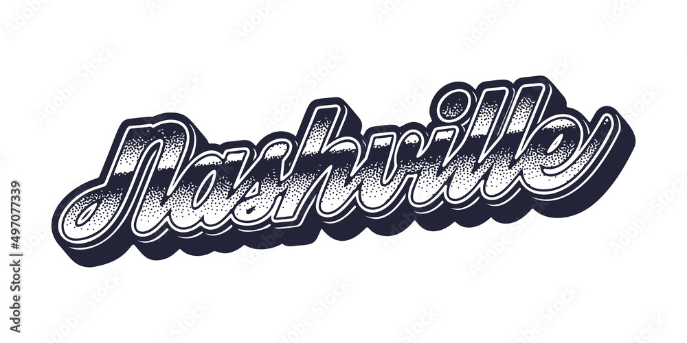 Nashville city name in retro three-dimensional graphic style Stock ...
