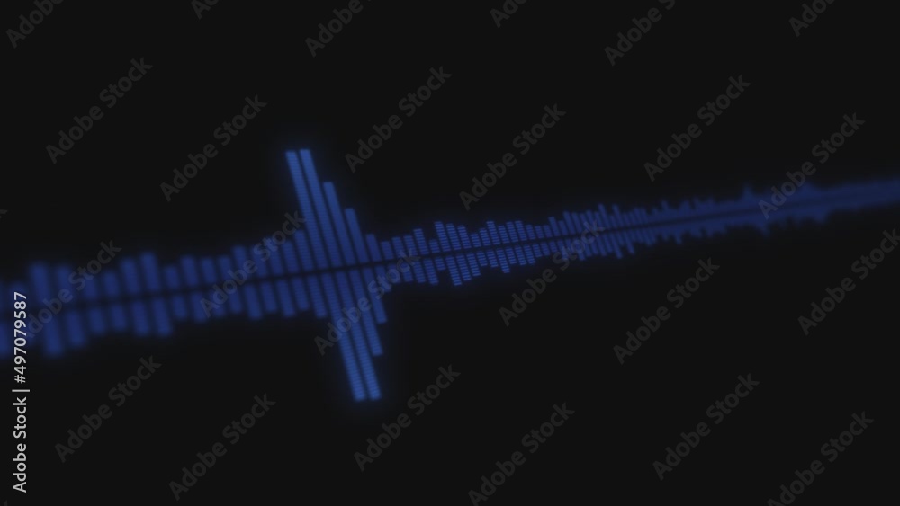 Minimalist blue wave form Audio Isolated on black background ...