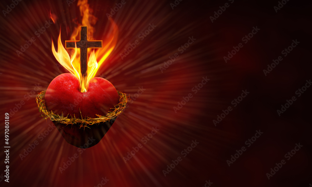 Sacred heart of Jesus theme concept with space for text. Stock ...