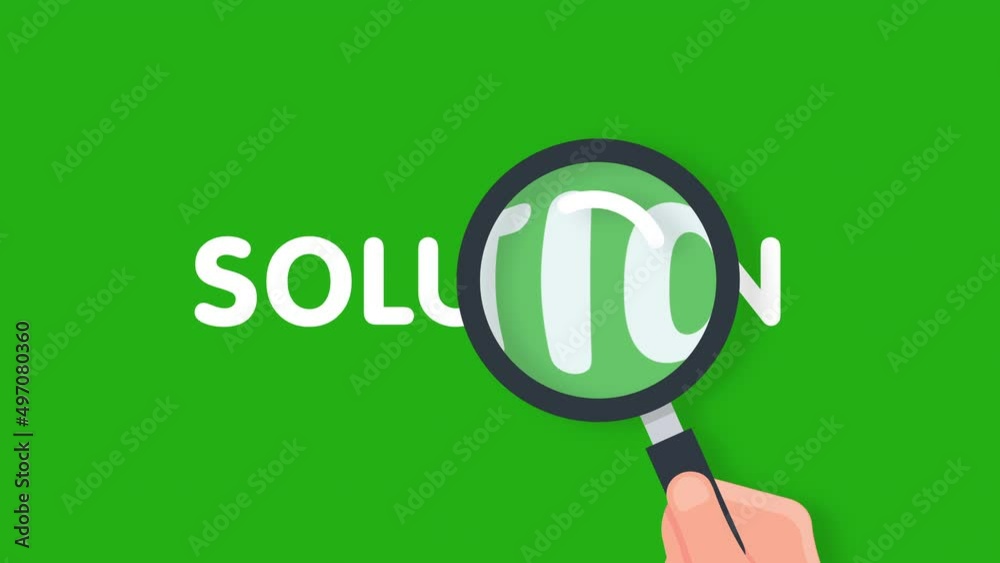 solution word with Magnifying Glass concept animation.green screen.4K ...