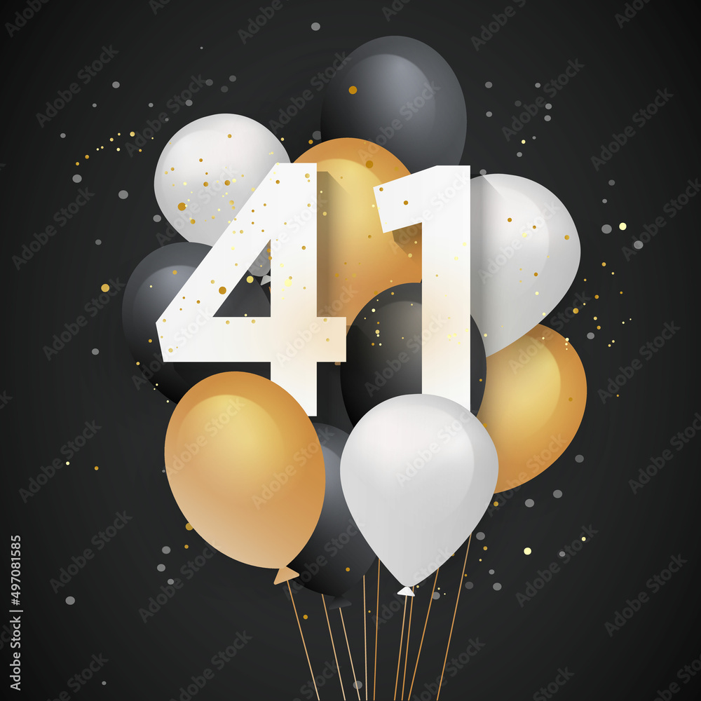 Happy 41th birthday balloons greeting card background. 41 years ...