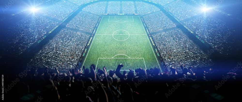 Poster Stadium and fans. An imaginary stadium,3d rendering – Tableau ...