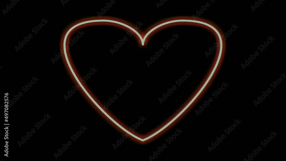 Multicolor Neon light border love heart shape animation on black ...