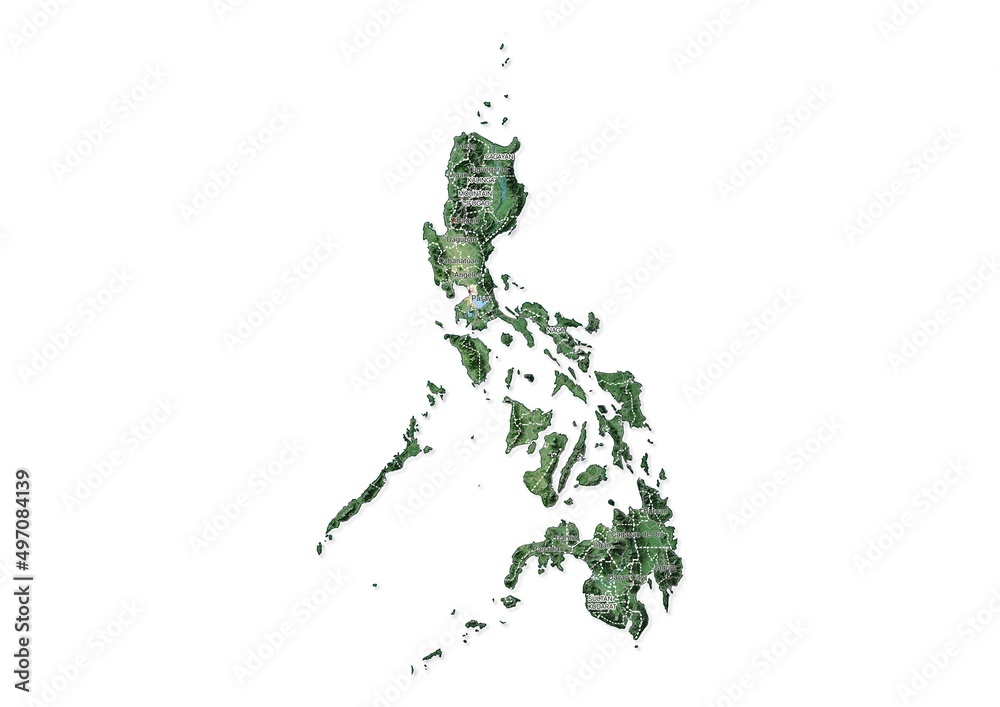 Isolated map of Philippines with capital, national borders, important ...