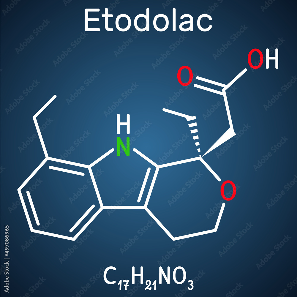 Vecteur Stock Etodolac molecule. It is nonsteroidal anti-inflammatory ...