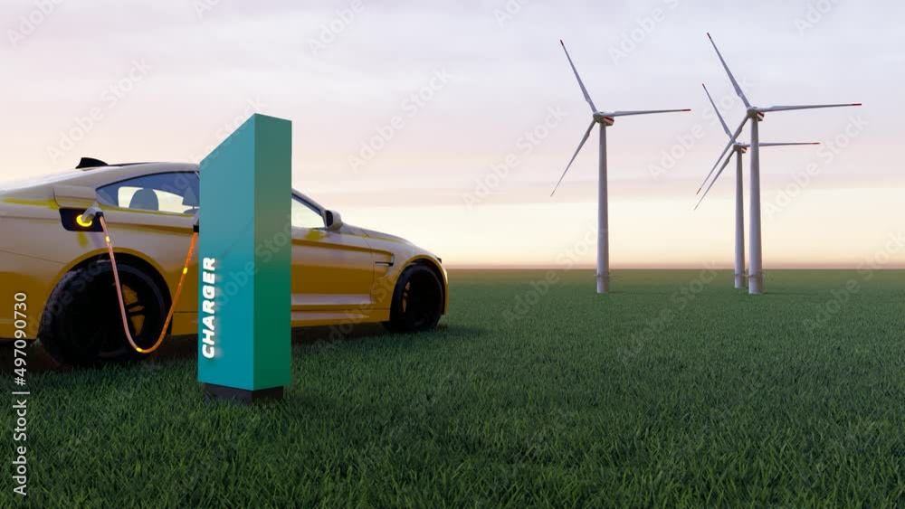 4K ULTRA HD. Electric car charging. Electric vehicle charging port ...