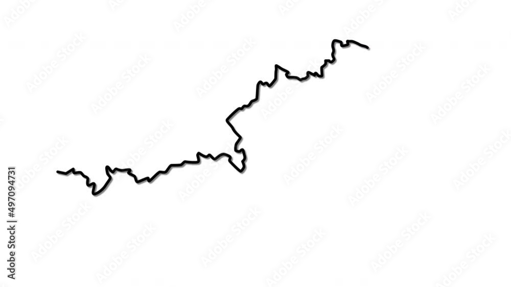 Austria map. Country territory outline self drawing animation. Line art ...