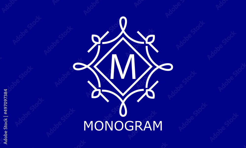 Simple and elegant monogram design template with letter M. Vector logo ...