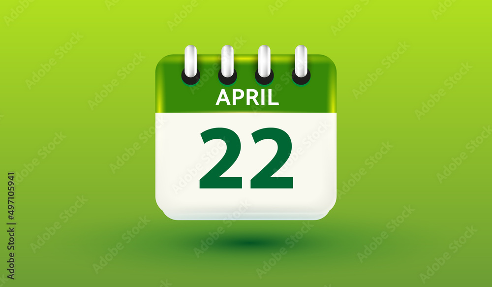 April 22, Calendar icon happy earth day celebration for environment ...