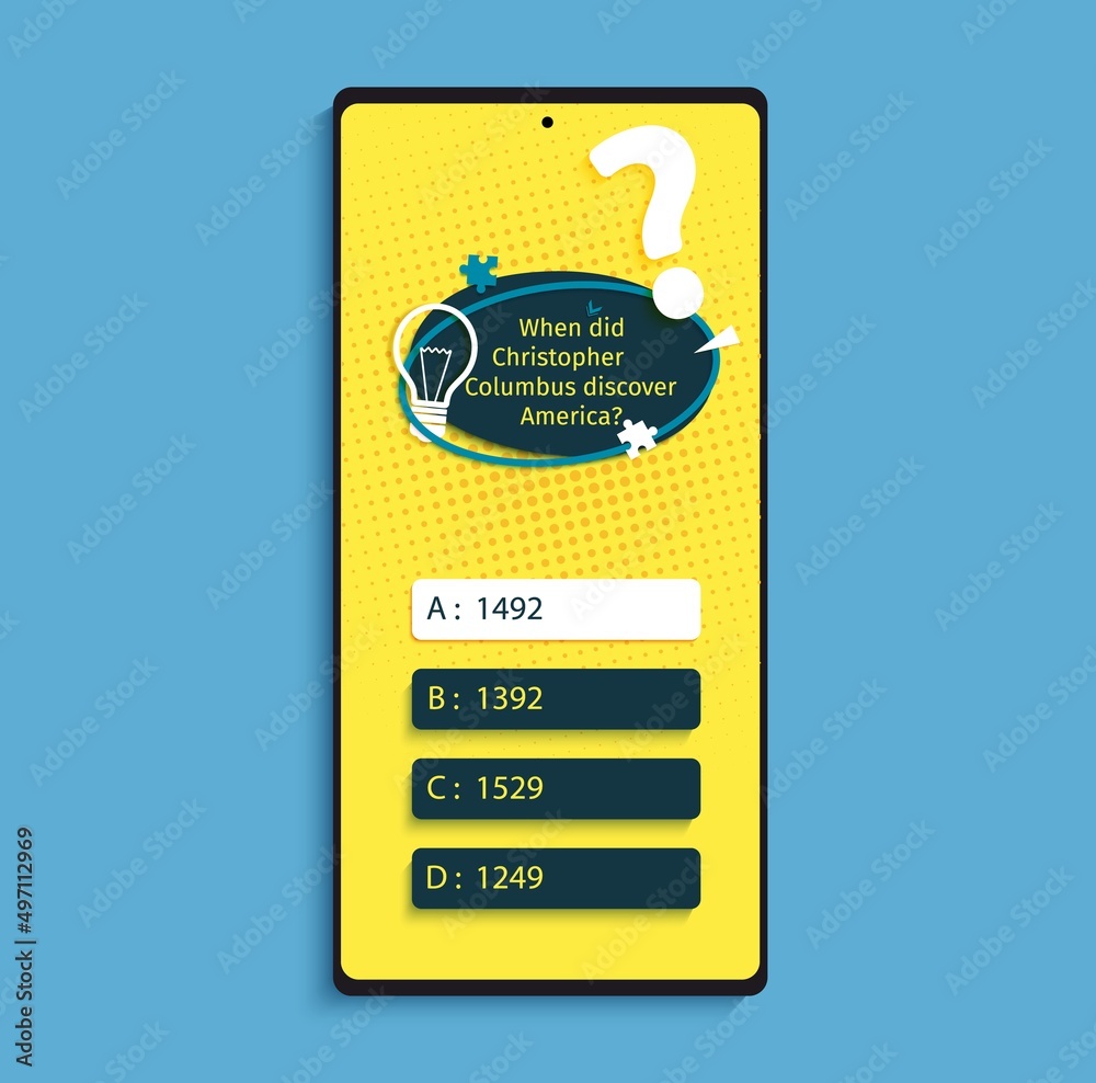 Quiz online game interface in paper cut style. Yellow and black color ... Quiz online game interface in paper cut style. Yellow and black color ...