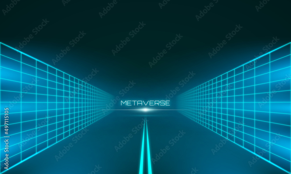 The word metaverse in perspective between surface grids, the word ...