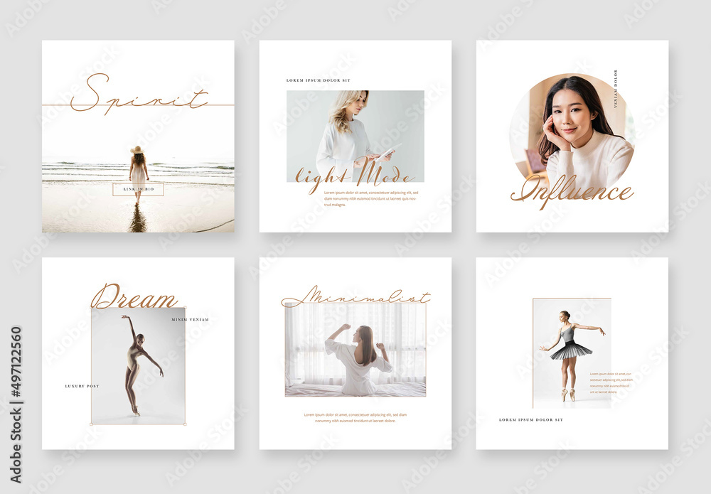 Minimalist Social Media Layouts with Decorative Typography Stock ...