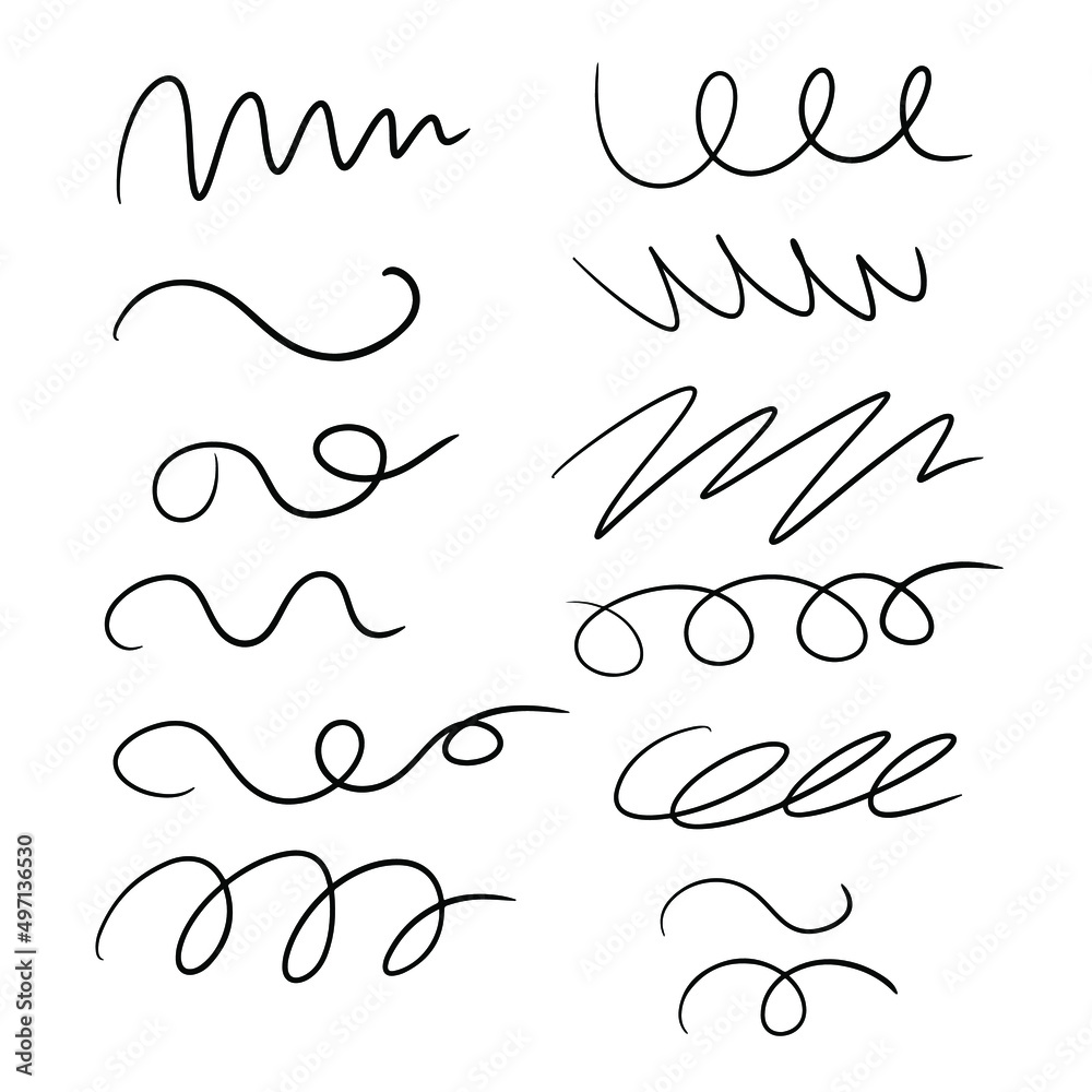 Hand drawn check mark underline. Sketch highlight strokes, highlight ...