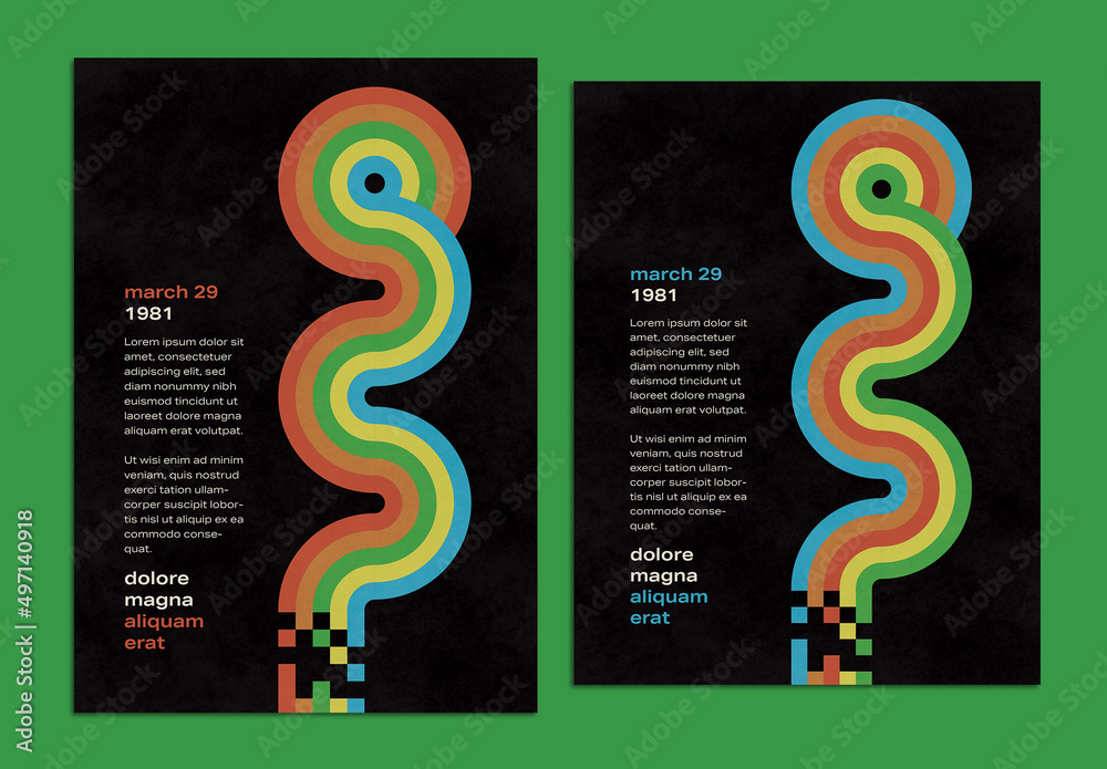 Poster Layout with Retro Style Striped Geometric Lines Stock Template ...