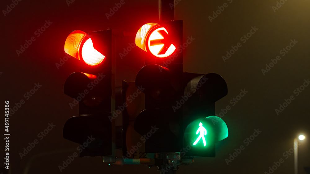 red and green traffic light at night Stock Photo | Adobe Stock