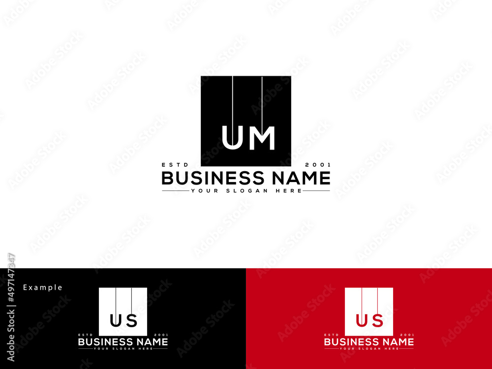 Initial UM Logo, Letter Um u&m Logo Image Design With Black and Square ...